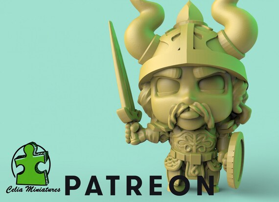 Holy Warrior Viking Chibi Figurine by Celia Miniatures | Etsy