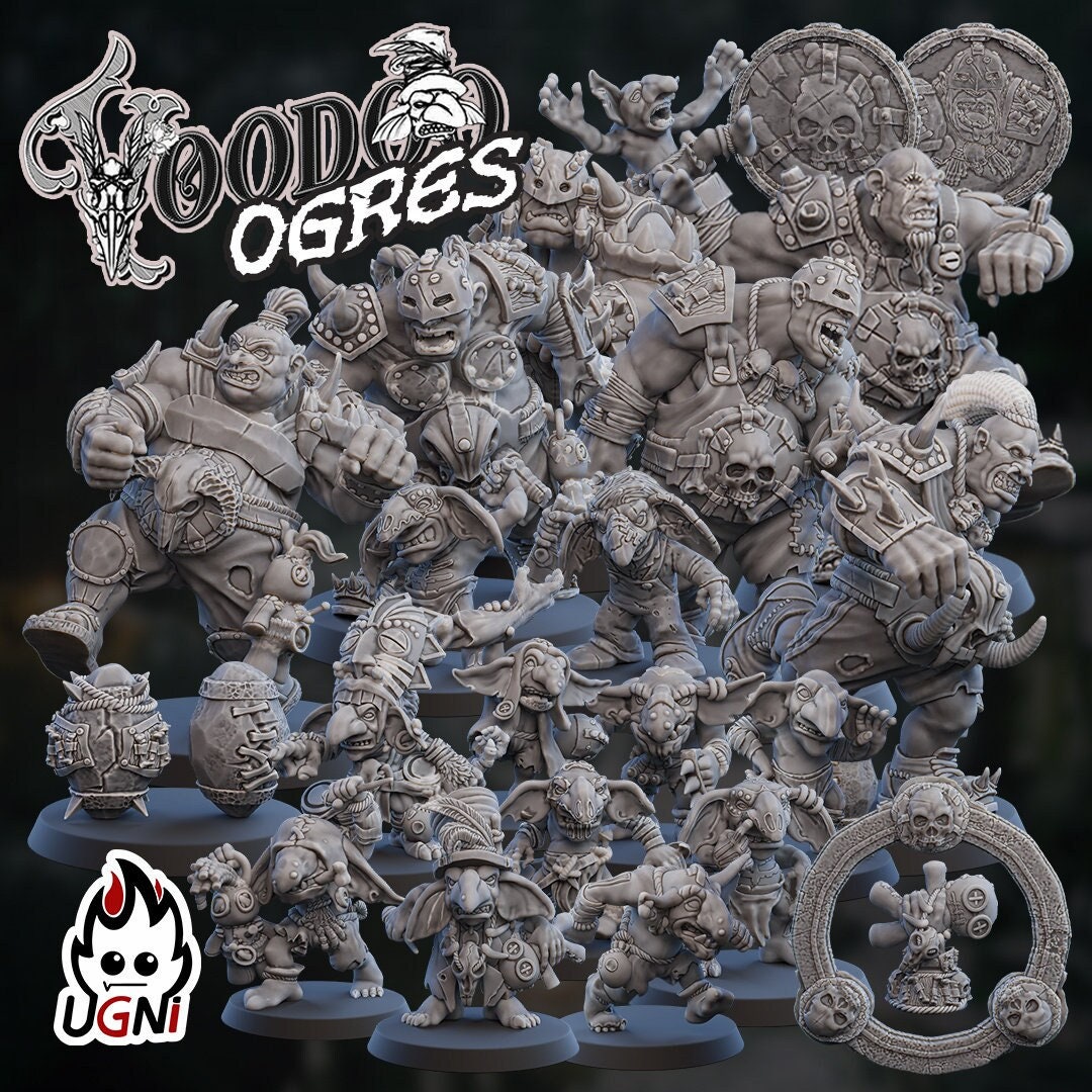 Voodoo Ogres Team by Ugni Miniatures, Perfect for 28mm/32mm Fantasy ...