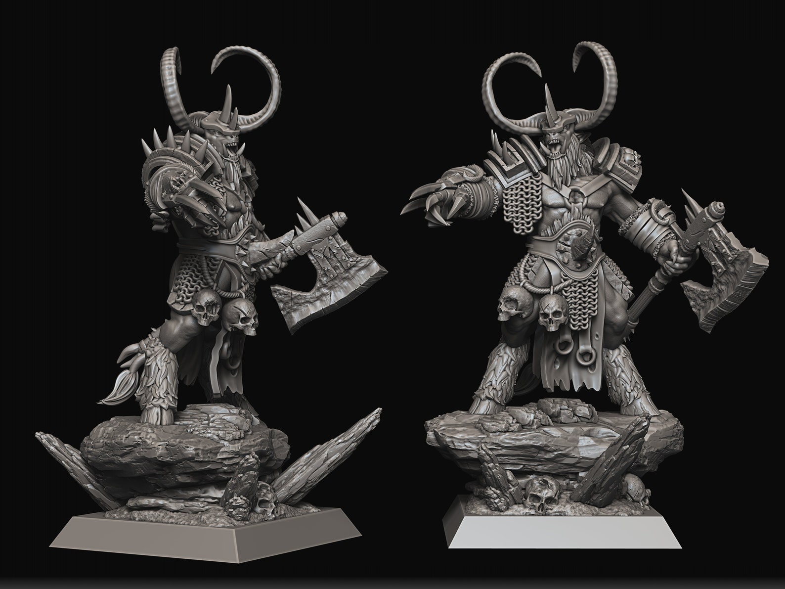 Bestigor Warlord Beastmen Proxy by Raven Twin Miniatures - Etsy