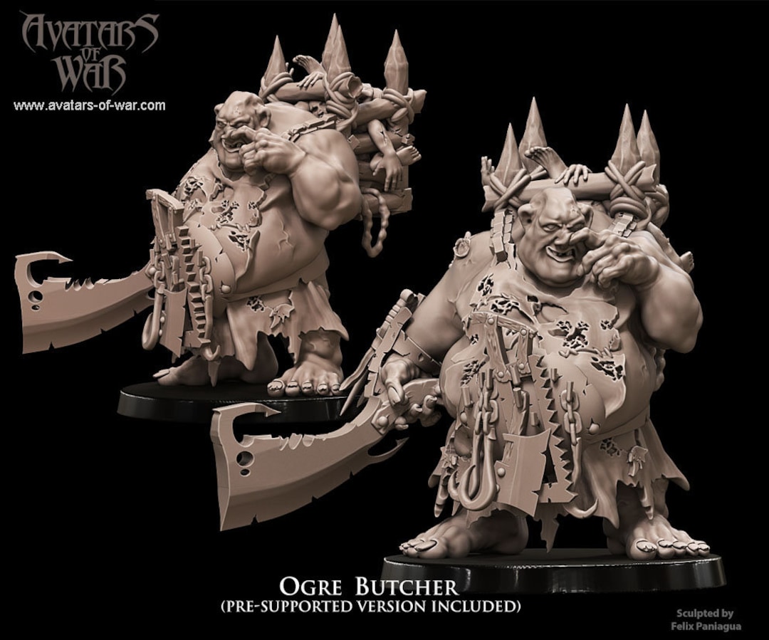 Ogre Butcher large 40mm by Avatars of War, Suitable for 28mm-32mm Scale ...