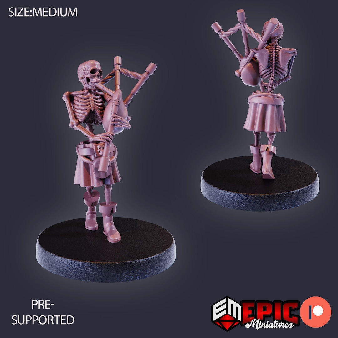 1231 Skeleton Musician Bagpipes medium 28mm Scale Resin Figure, for ...