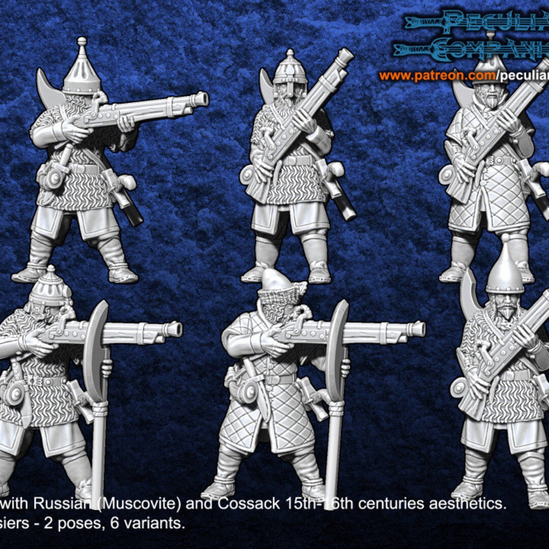 Muscovite Arquebusiers 15th-16th Century Russian Style Style 28mm Scale ...