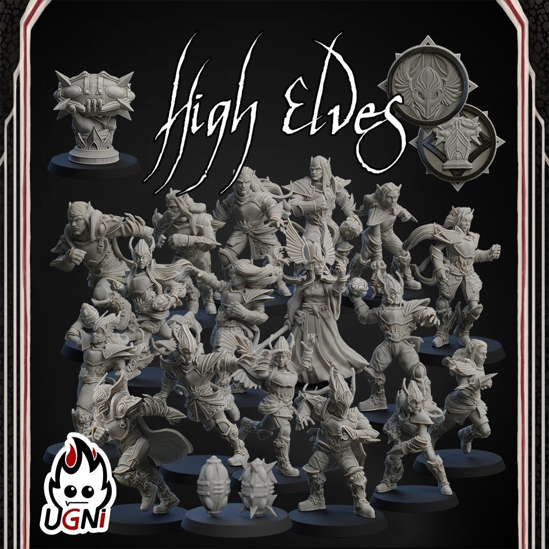 High Elves Team by Ugni Miniatures, Perfect for 28mm/32mm Fantasy ...