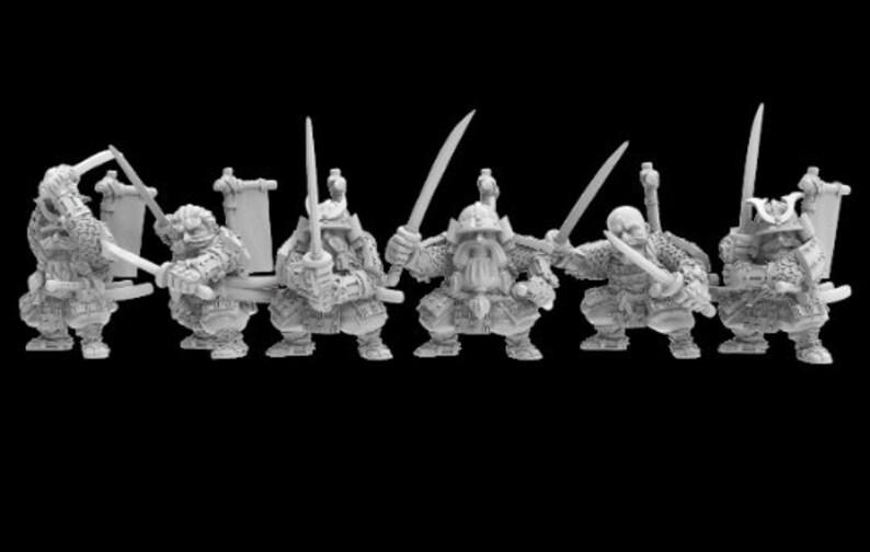 Japanese Samurai Katana Dwarf Swordsmen, Made to 32mm Scale, Perfect ...