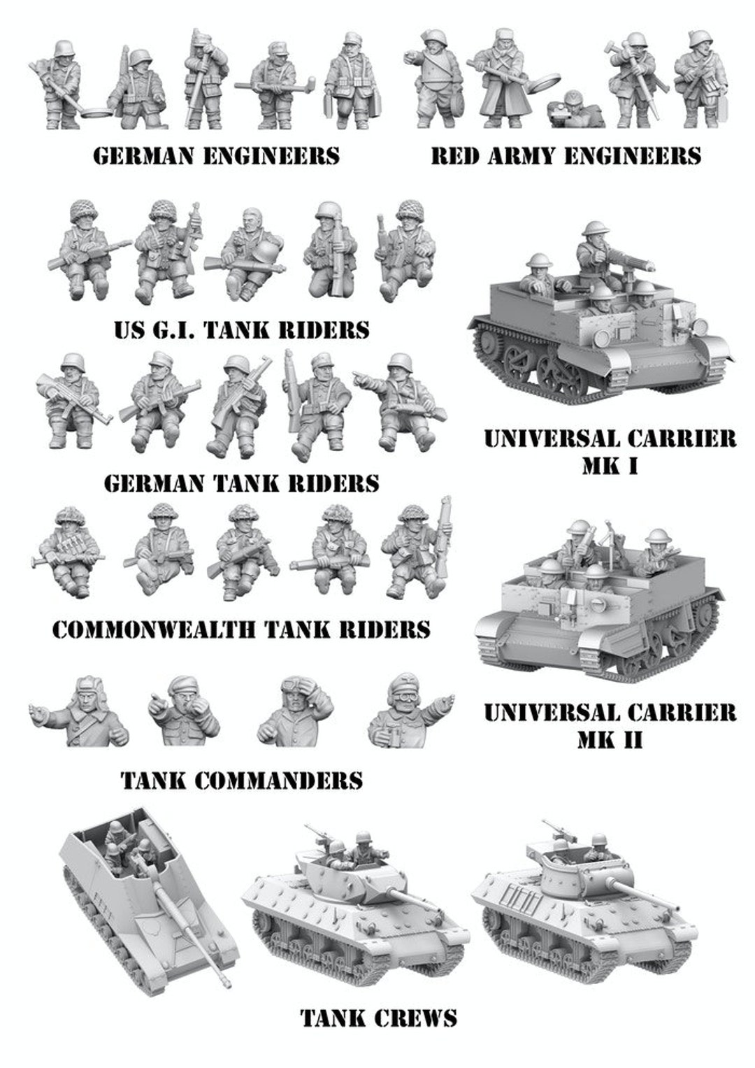 Engineers, Tank Riders and Tank Commanders for WW2 Games and Dioramas ...