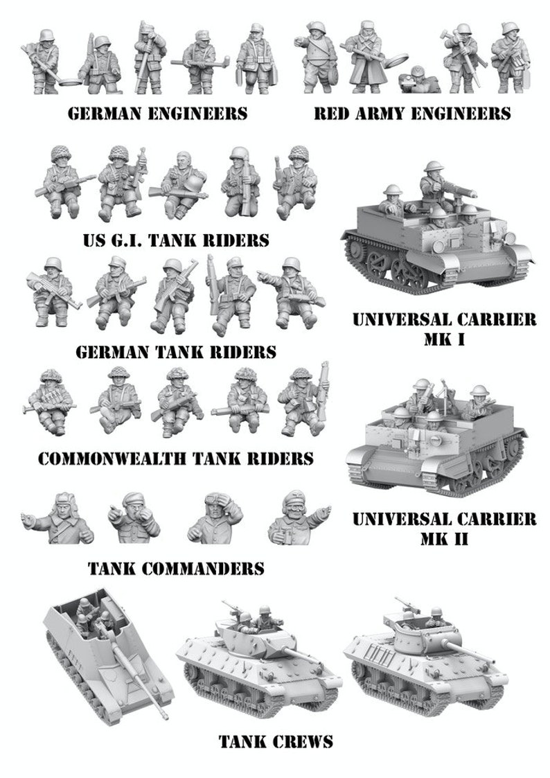 Engineers, Tank Riders and Tank Commanders for WW2 Games and Dioramas ...