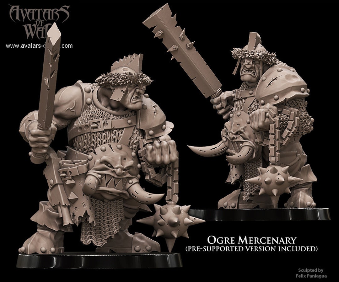Ogre Mercenary (large 40mm) by Avatars of War, Suitable for 28mm-32mm ...