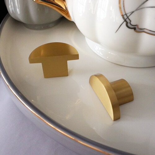 Matte Golden Knobssolid Brass Semicircle Pullshalf Moon - Etsy