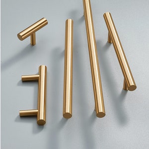 Long T Bar Cabinet Handlessolid Brass Door Handlesdrawer - Etsy
