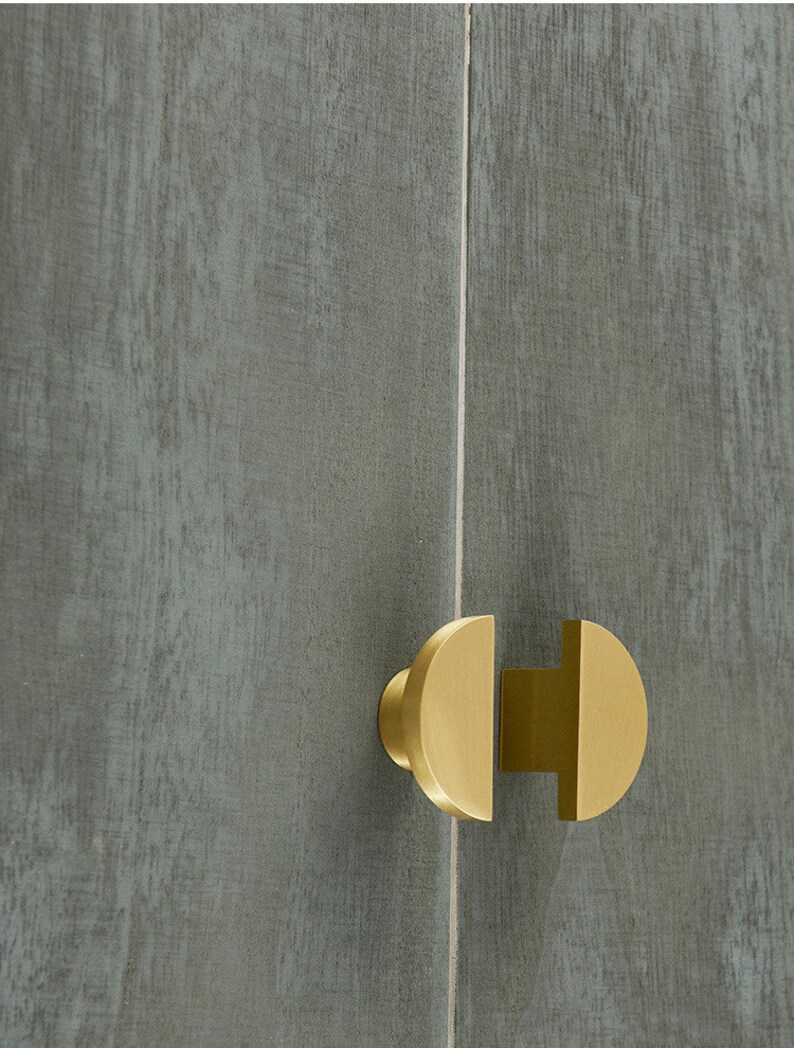 Matte Golden Knobssolid Brass Semicircle Pullshalf Moon - Etsy