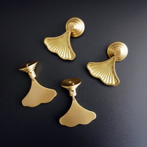 Ginkgo Leaf Cabinet Knobs,solid Brass Ginkgo Pulls,gold Drawer Knobs,fan Knob,light Luxury Brass ...
