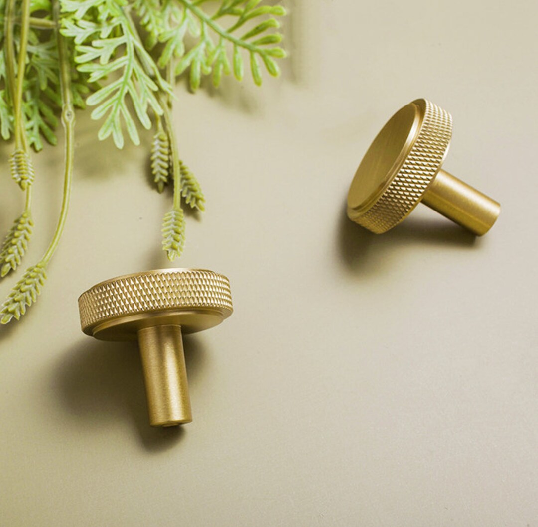Knurled Solid Brass Handles,knurled Brass Knobs,gold Drawer Pulls ...