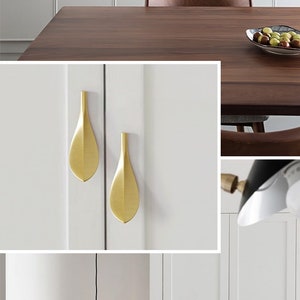 Leaves Solid Brass Cabinet Knob, Leaf Pulls, Kitchen Knobs, Drawer Knobs,replacement Door Pull ...