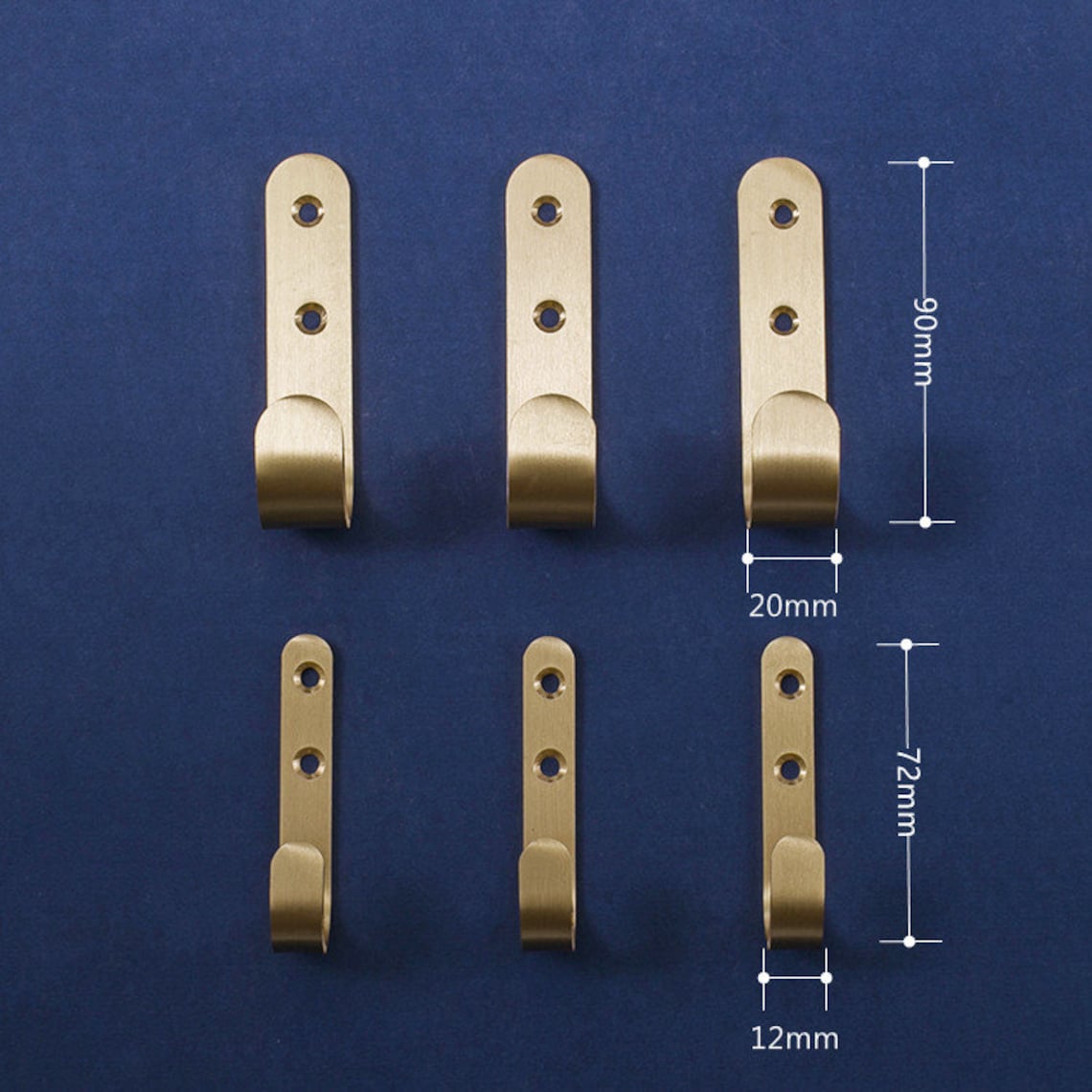 Solid Brass J Hooks Straight Hook Screw Free Hooks Hat - Etsy