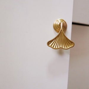 Ginkgo Leaf Cabinet Knobs,solid Brass Ginkgo Pulls,gold Drawer Knobs,fan Knob,light Luxury Brass ...