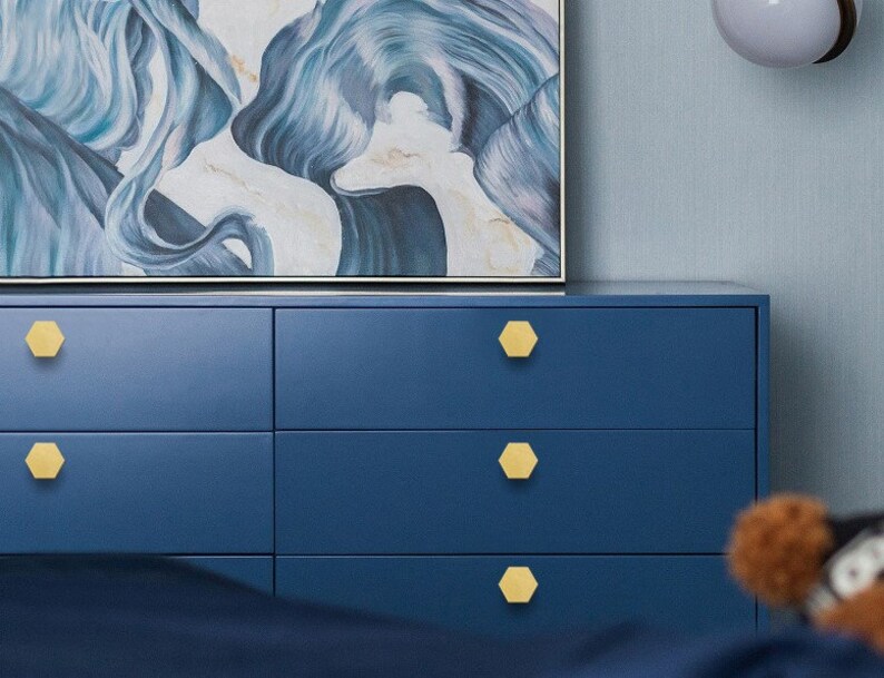 Solid Brass Hexagon Cabinet Knobs Kitchen Knobs Gold Drawer | Etsy