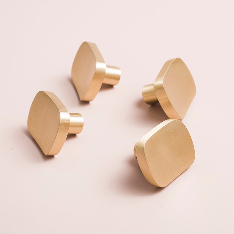 Rectangle Solid Brass Cabinet Knob Kitchen Knobs Gold Drawer - Etsy