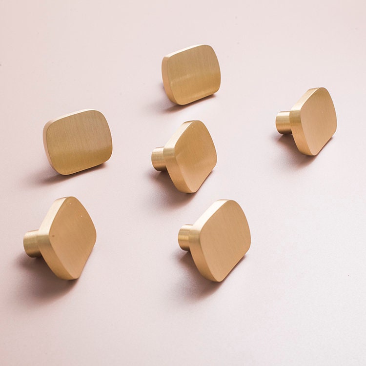 Rectangle Solid Brass Cabinet Knob Kitchen Knobs Gold Drawer - Etsy