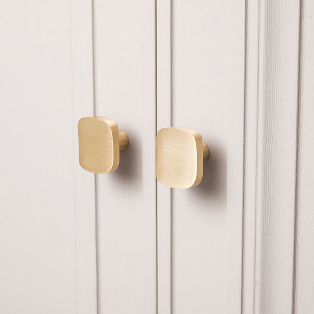 Rectangle Solid Brass Cabinet Knob, Kitchen Knobs, Gold Drawer Knobs ...