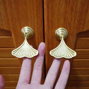 Ginkgo Leaf Cabinet Knobs,solid Brass Ginkgo Pulls,gold Drawer Knobs,fan Knob,light Luxury Brass ...