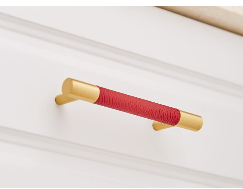 Brass Leather Soft Touch Cabinet Handlescolorful Dresser | Etsy