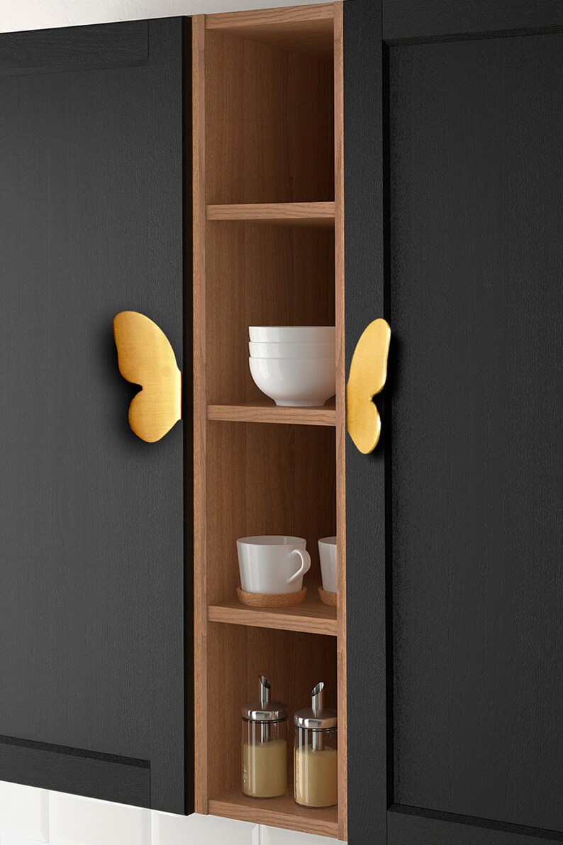 Solid Brass Butterfly Handles Cabinet Knobs Drawer Pulls - Etsy