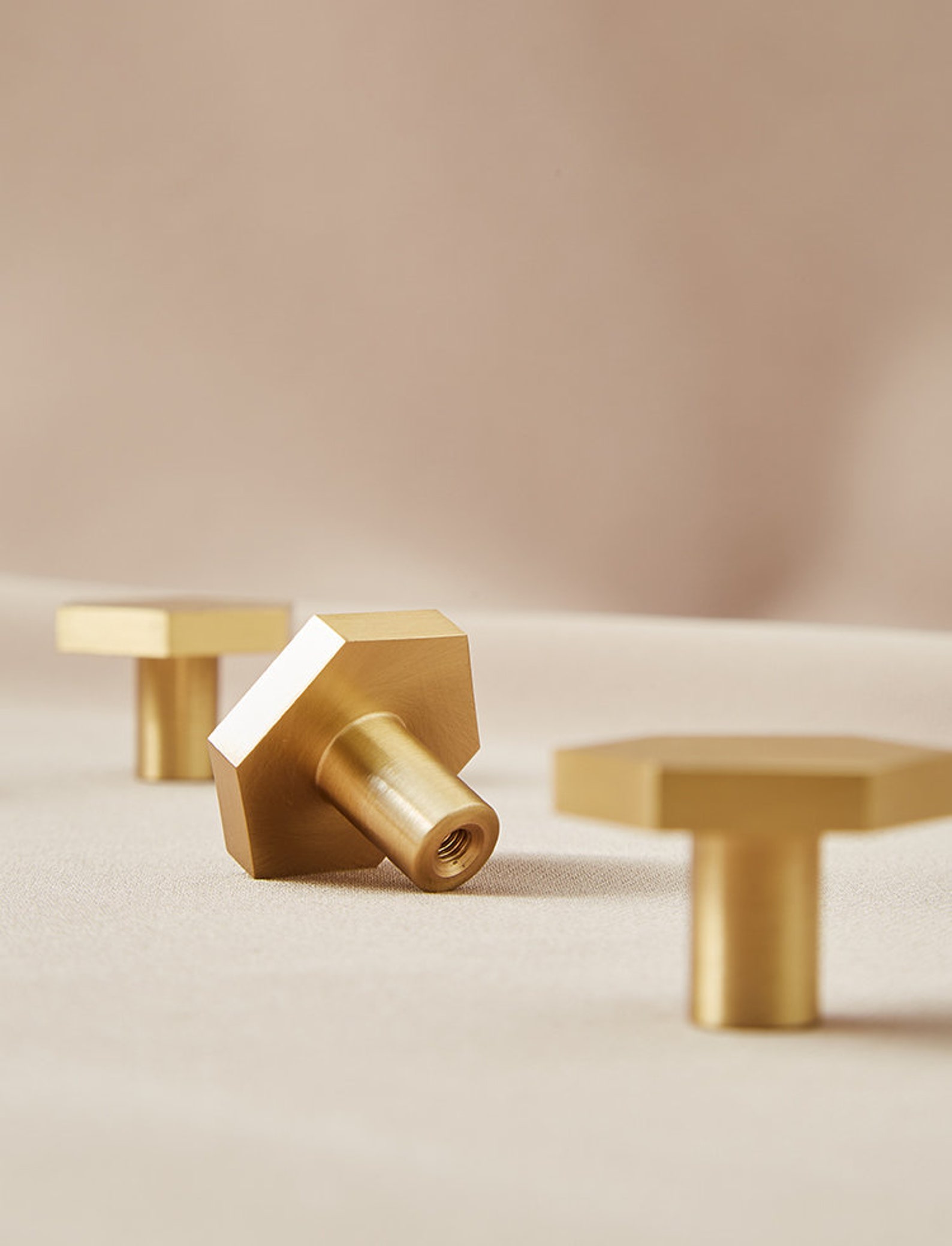 Solid Brass Hexagon Cabinet Knobs Kitchen Knobs Gold Drawer | Etsy