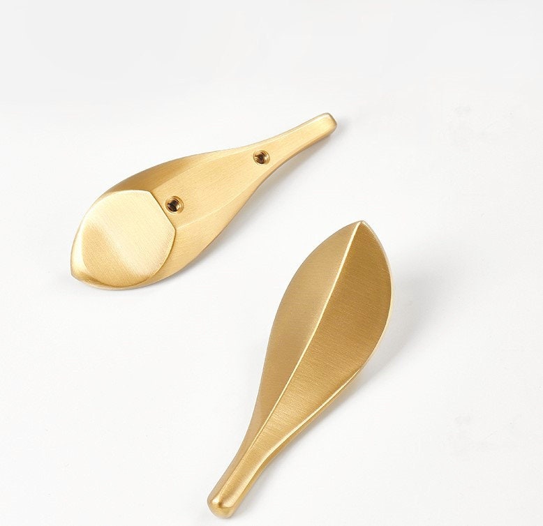 Leaves Solid Brass Cabinet Knob leaf Pulls Kitchen Knobs | Etsy