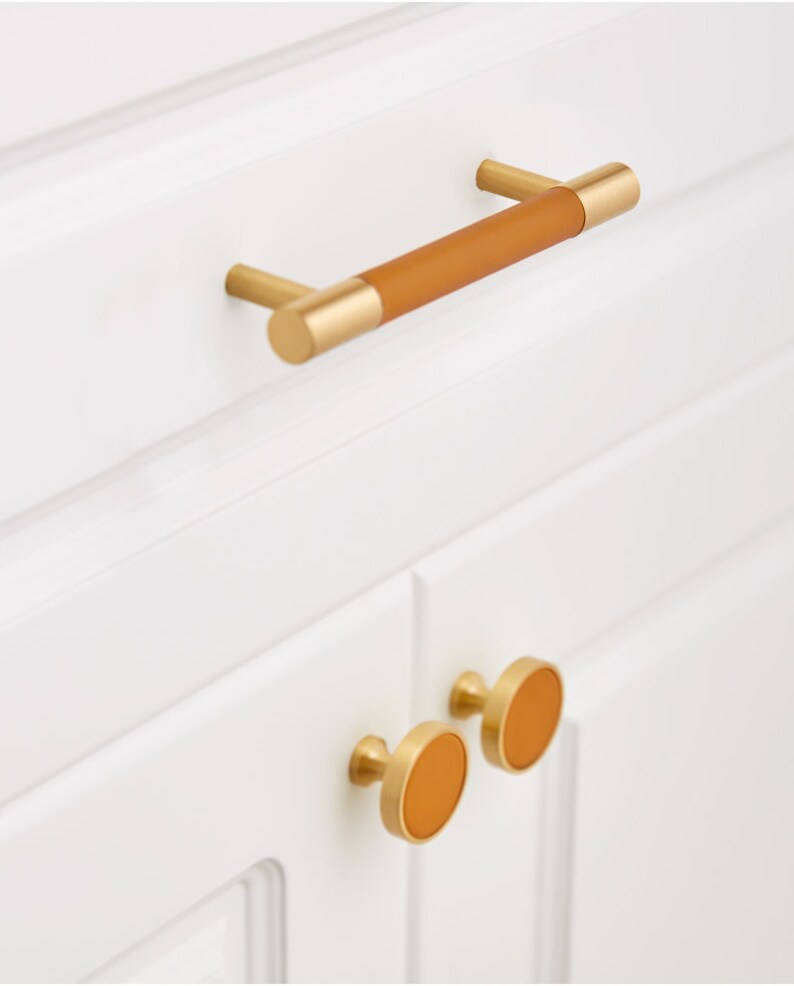 Brass Leather Soft Touch Cabinet Handlescolorful Dresser - Etsy