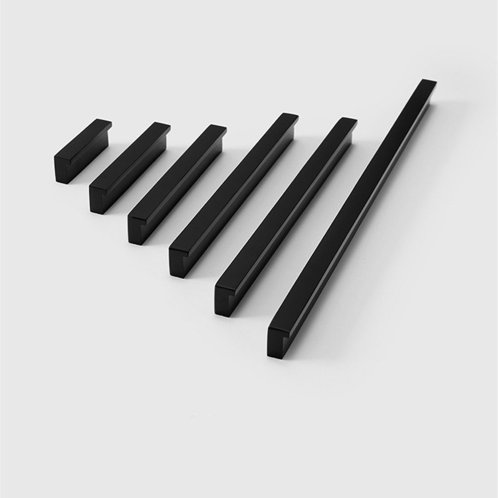 Solid Black Brass Minimalist Rectangular Handle,l Solid Cabinet Handles ...