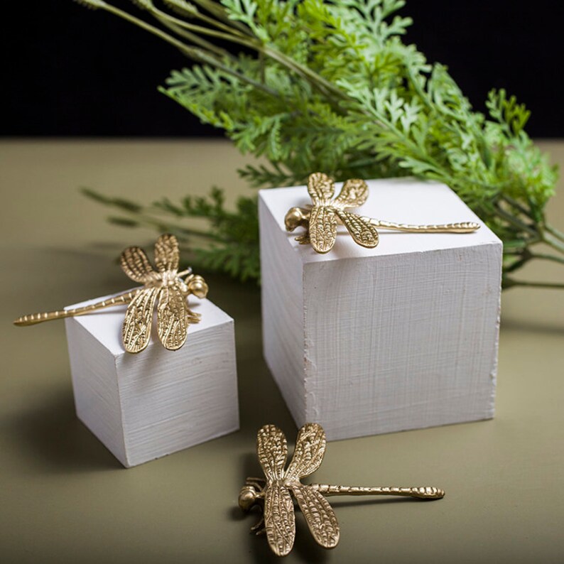 Solid Brass Dragonfly Cabinet Knobs Retro Dragonfly Pull | Etsy