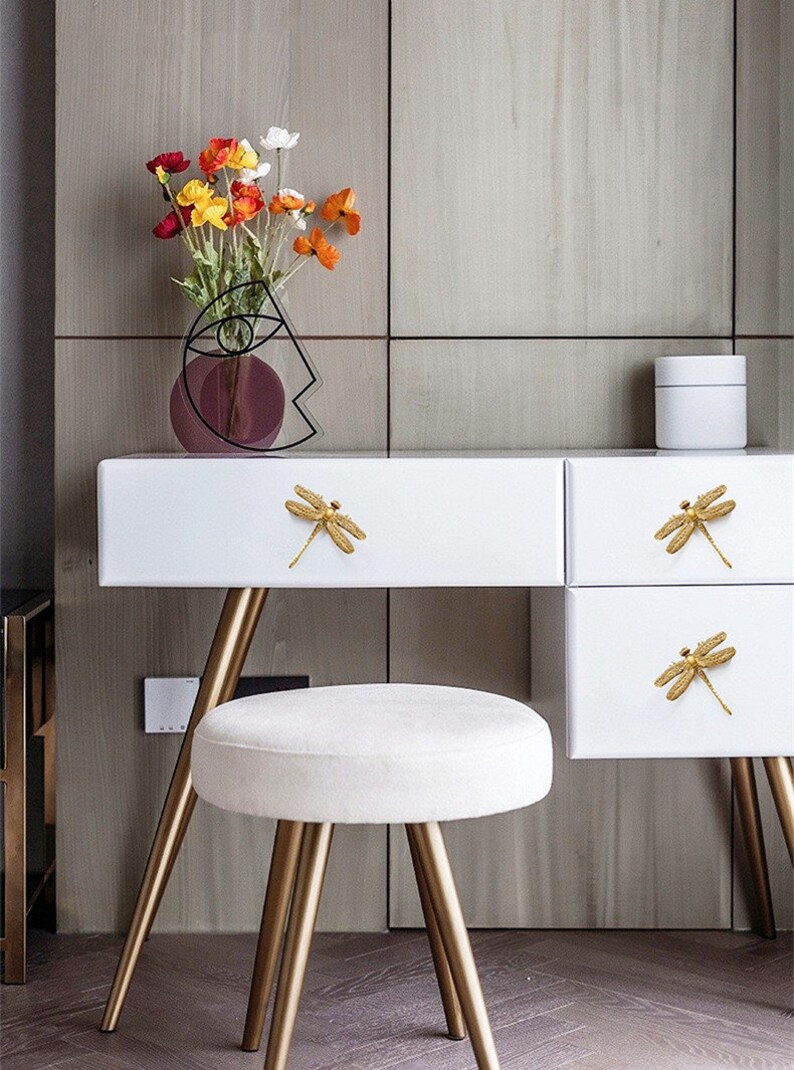 Solid Brass Dragonfly Cabinet Knobs Retro Dragonfly Pull | Etsy