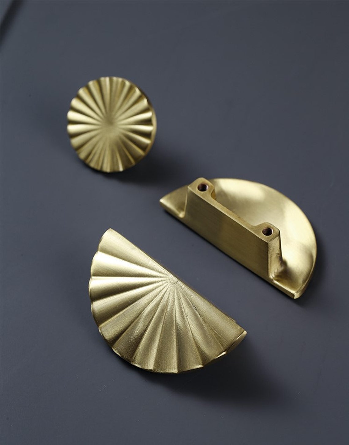 Semicircle Pullssunflower Knobstexture Drawer Pullsbrass - Etsy Australia