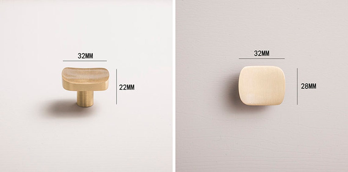 Rectangle Solid Brass Cabinet Knob Kitchen Knobs Gold Drawer - Etsy