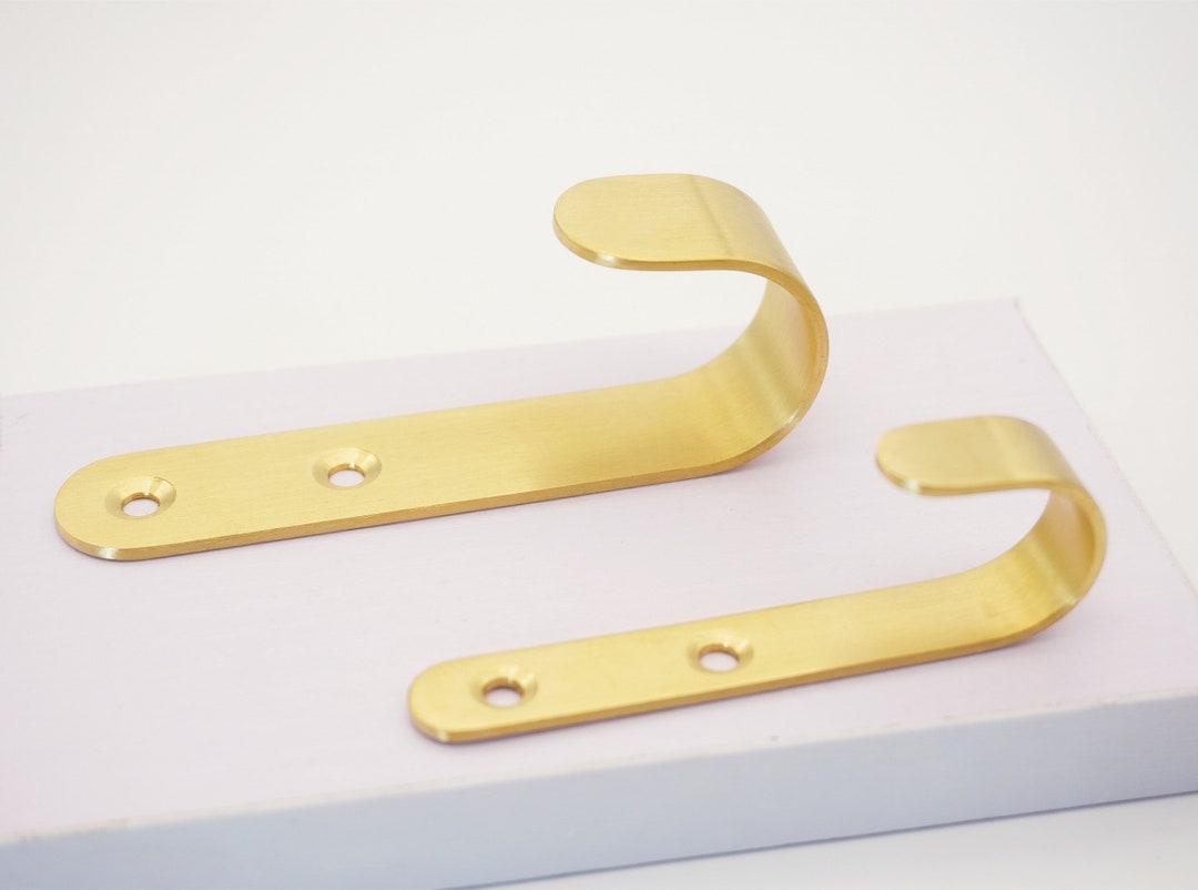 Solid Brass J Hooks, Straight Hook, Screw Free Hooks, Hat Hooks, Large ...