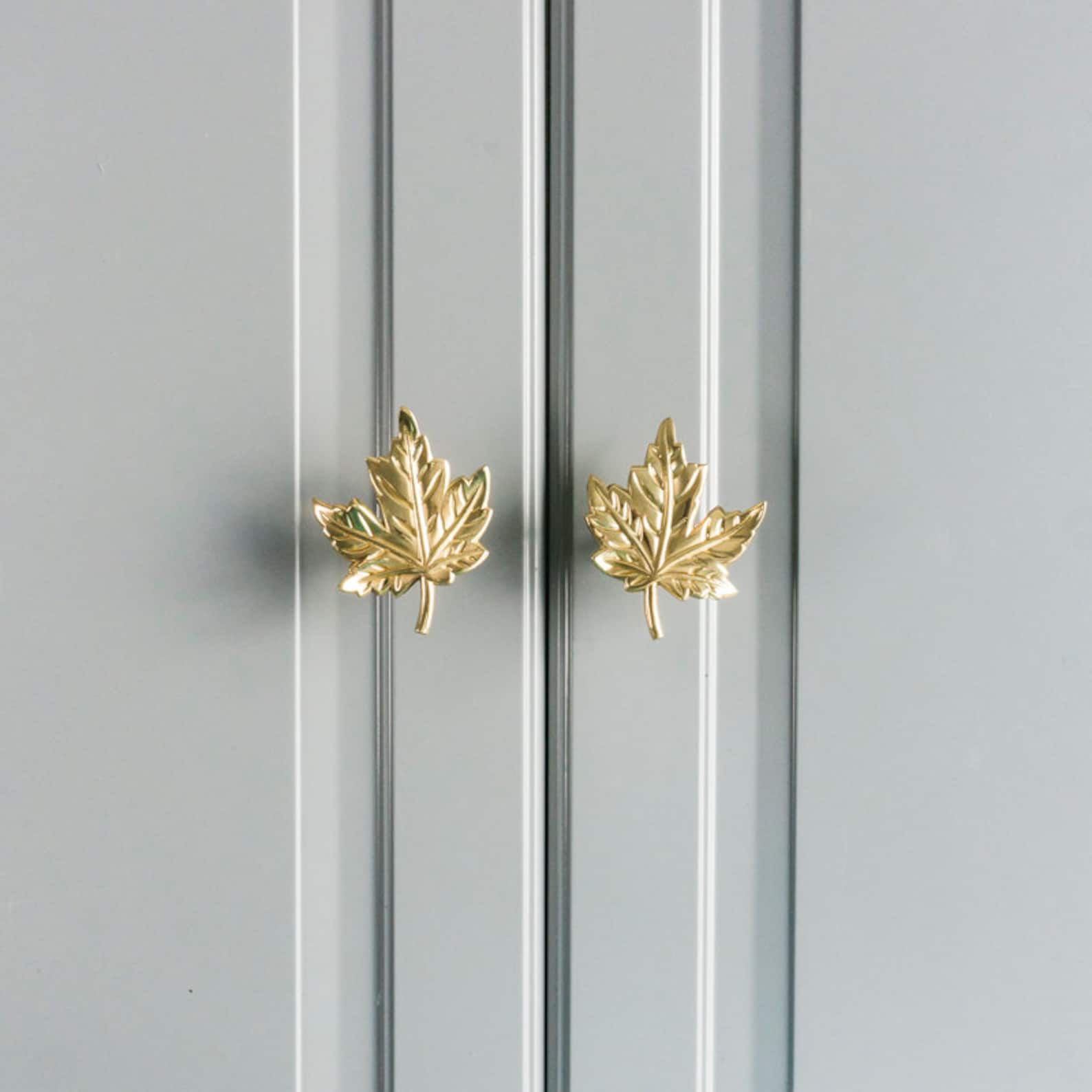 Solid Brass Maple Leaf Handles Cabinet Knobs Drawer Pulls - Etsy