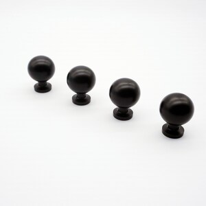 Black Ball, Spherical, Round Solid Brass Cabinet Knobs, Matte Black ...