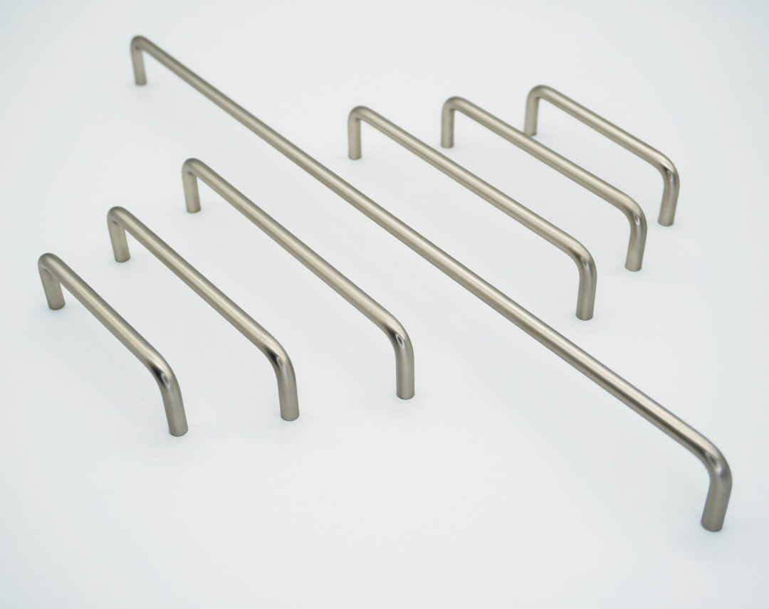 Brushed Nickel Cabinet Handle: Solid Brass Thin Cylinder Bar Pull - Etsy