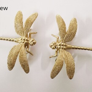 Solid Brass Dragonfly Cabinet Knobs, Retro Dragonfly Pull, Drawer Pulls, Wardrobe Knobs ...