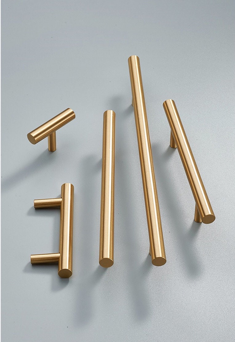 Long T Bar Cabinet Handlessolid Brass Door Handlesdrawer | Etsy