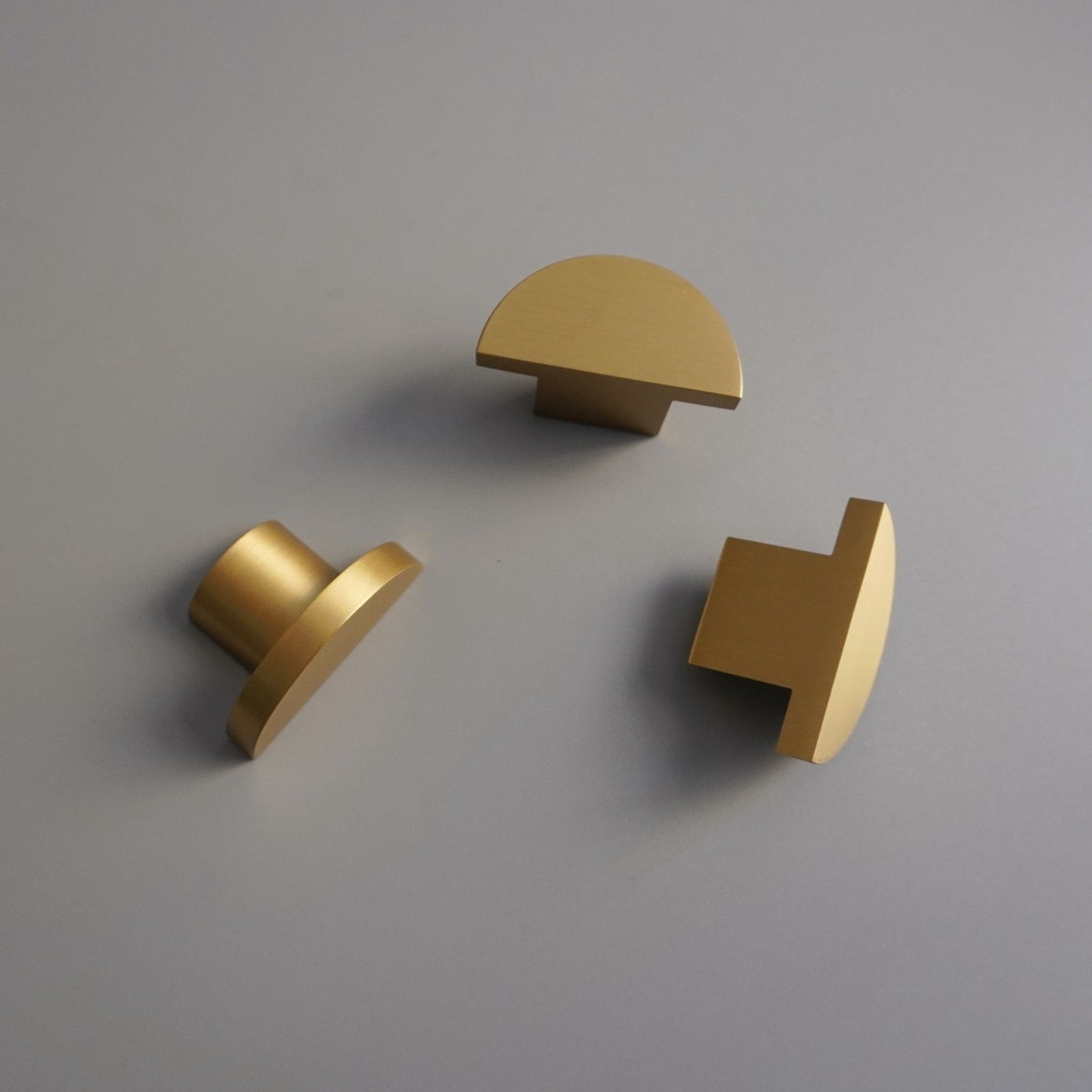 Matte Golden Knobssolid Brass Semicircle Pullshalf Moon - Etsy