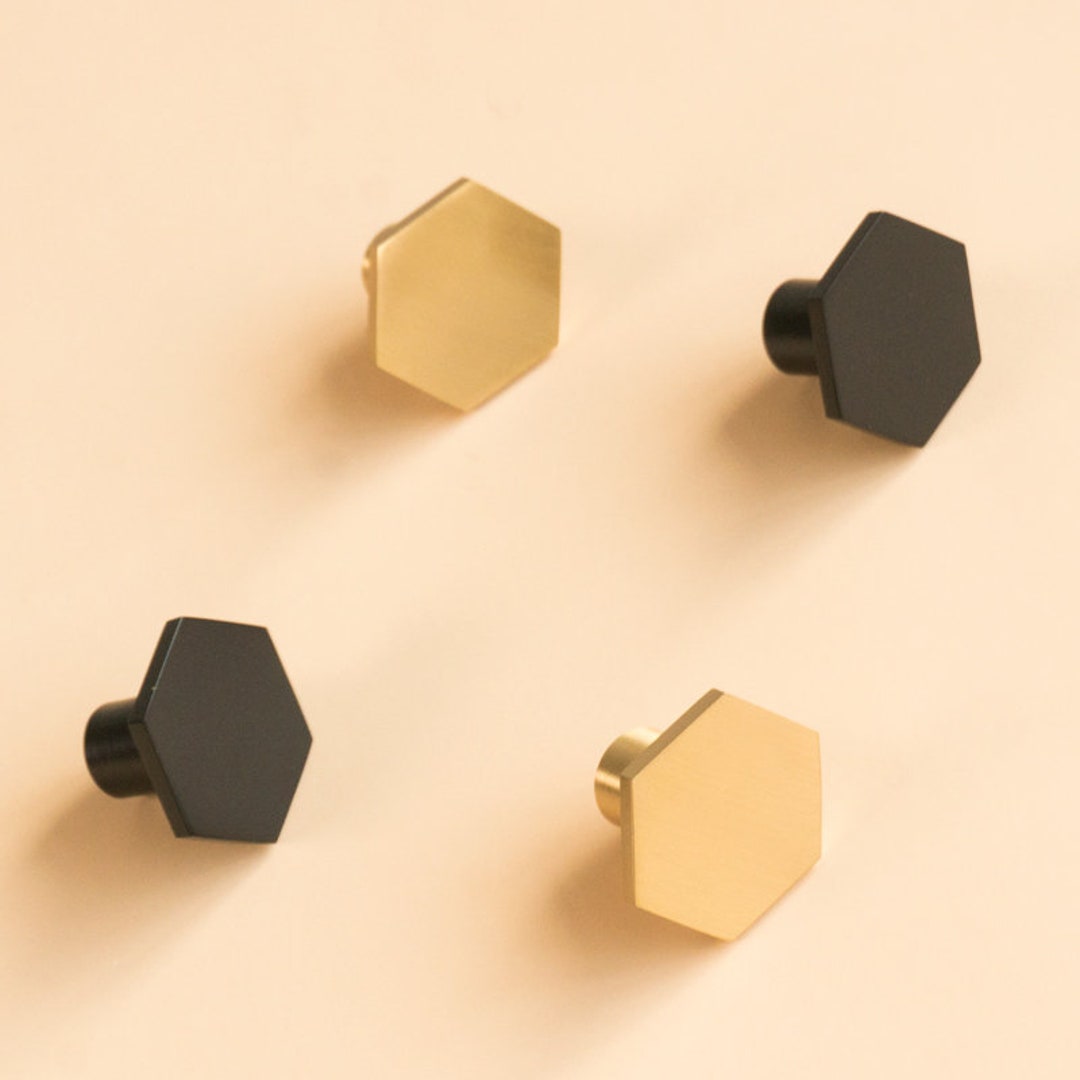 Solid Brass Hexagon Cabinet Knobs Kitchen Knobs Gold Drawer - Etsy