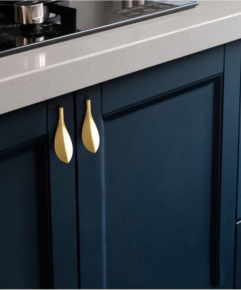 Leaves Solid Brass Cabinet Knob Leaf Pulls Kitchen Knobs | Etsy