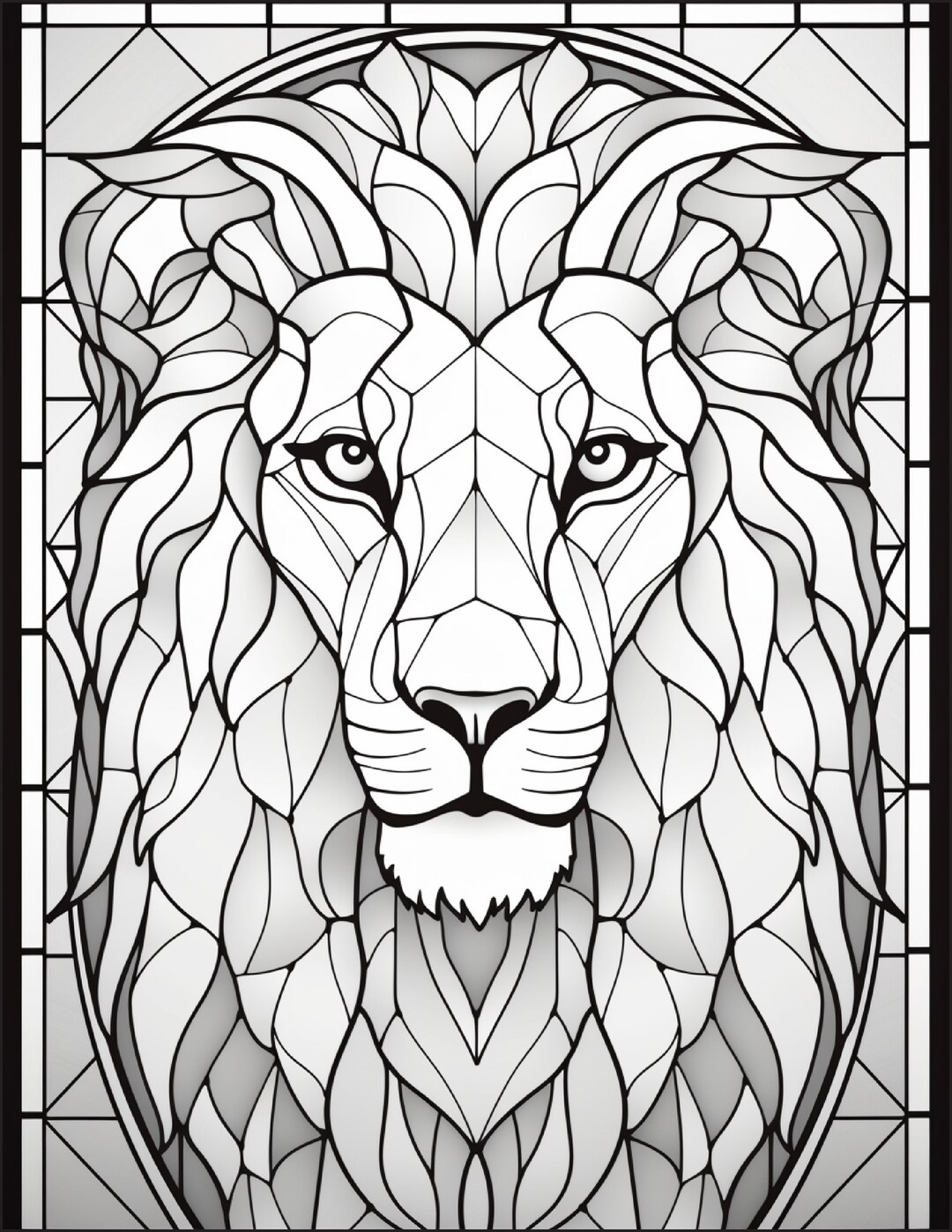 Animals Stained Glass FX 86-90 Adult Coloring Pages 8x11 - Etsy