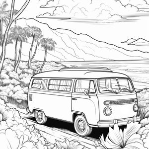 VW Micro Bus Camping Adventures Series 46-50 Coloring Pages 8x11 - Etsy
