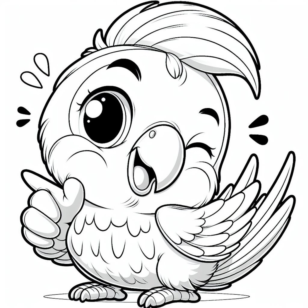 Cute Parrot 51-55 Kids Coloring Pages 8x11 - Etsy
