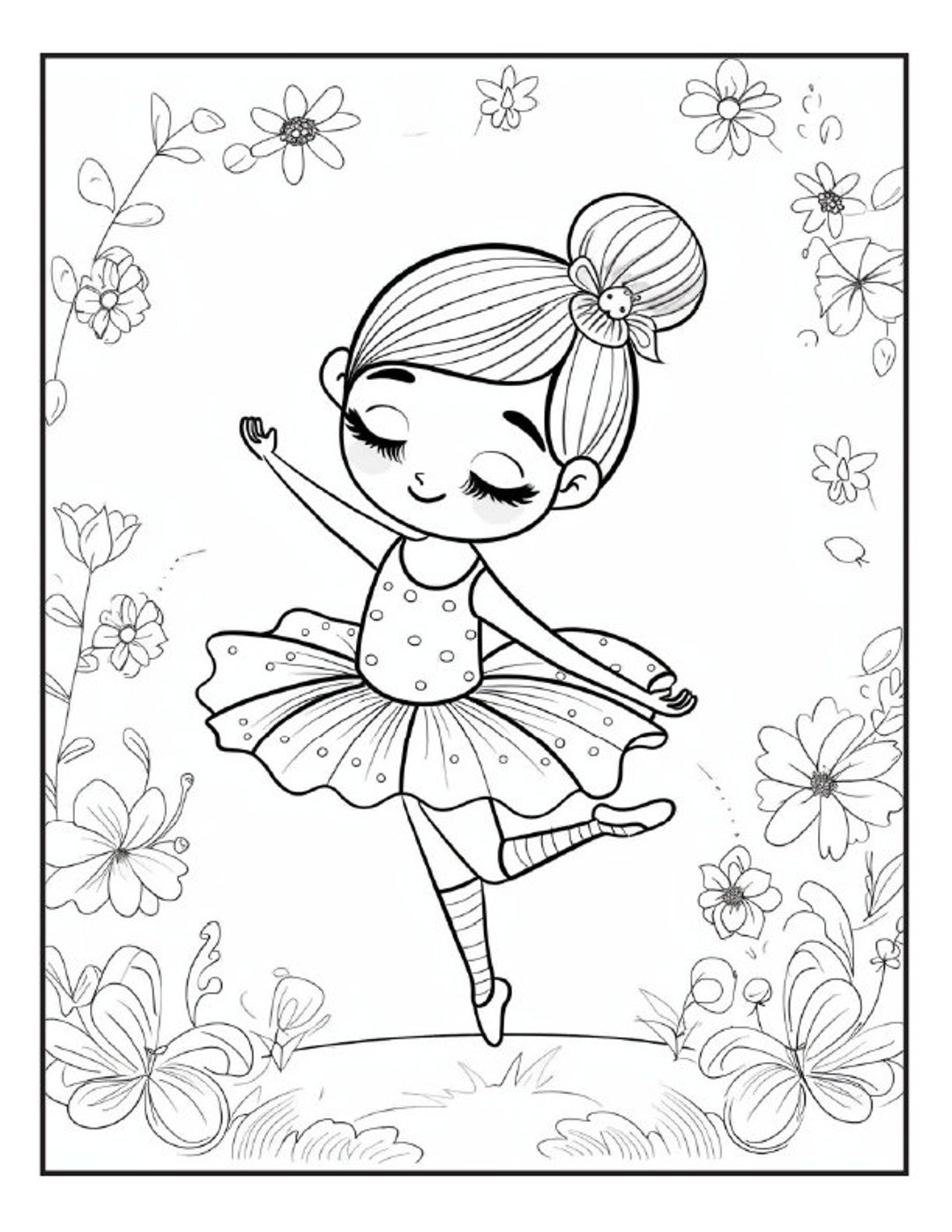 Cute Ballerina 61-65 Kids Coloring Pages 5 8x11 - Etsy