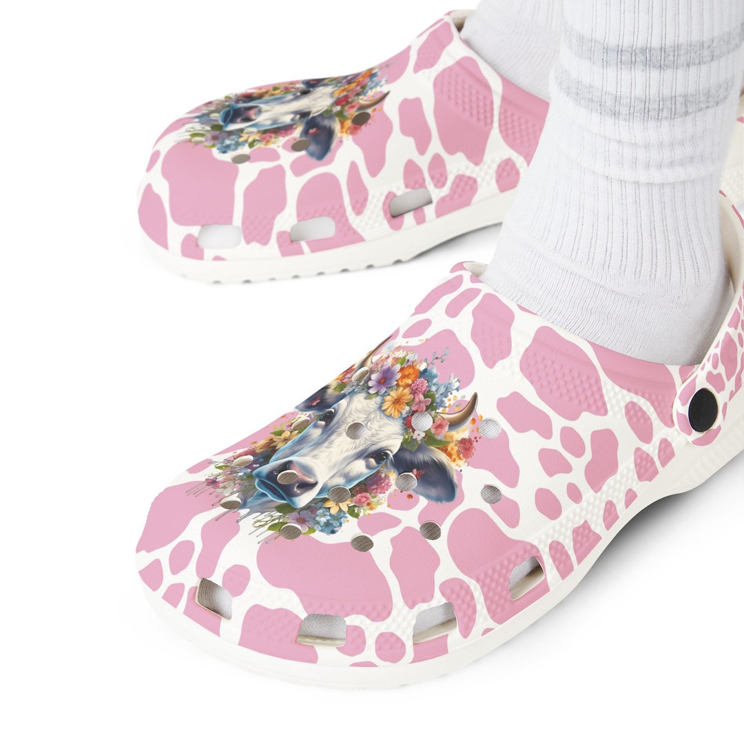 Pink Cow Print & Flower Cow Face 1 EVA Foam Clogs AOP - Etsy
