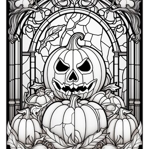 Halloween Stained Glass 1-5 Adult Coloring Pages 8x11 - Etsy