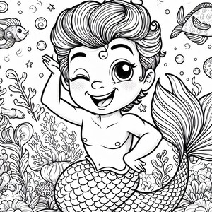 Mermaid 26-30 Kids Coloring Pages 8x11 - Etsy